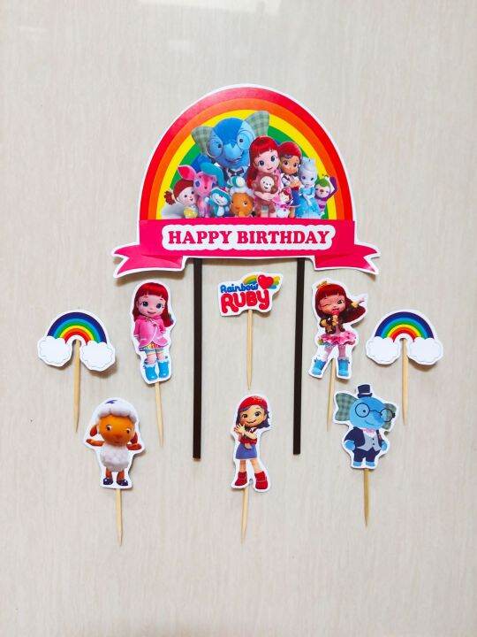 TOPPER RAINBOW RUBY / CAKE TOPPER RAINBOW RUBY / TOPPER HAPPY BIRTHDAY / TOPPER KUE RAINBOW RUBY ...