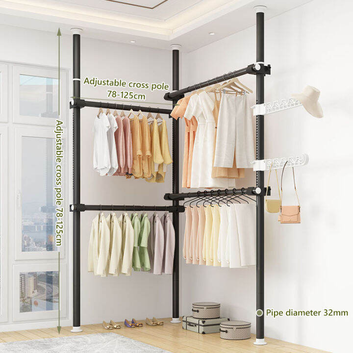 Storage organizer for hanging clothes coat dress display rack open ...