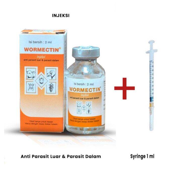 WORMECTIN 2ml Obat Scabies Kutu Caplak Tungau Hewan Peliharaan Injeksi ...