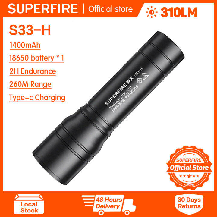 SUPERFIRE Flashlight S33-H Ultra Strong Light Flashlight USB Charging Ultra Bright Long-range ...