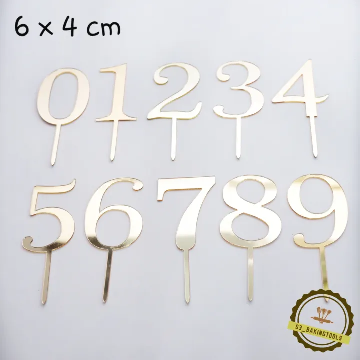 Cake topper hiasan kue acrylic gold angka harga Satuan | Lazada Indonesia