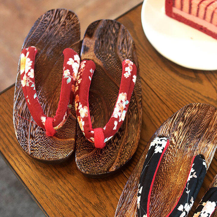 Wood Clogs Female Japanese Style Sandals COS Japan Flip-flops Thick ...