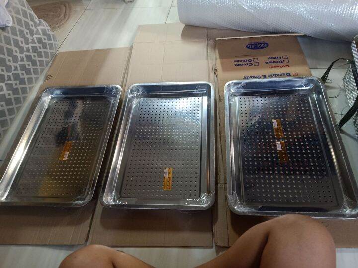 slotted stainless steel tray 60x40x4.8cm | Lazada PH