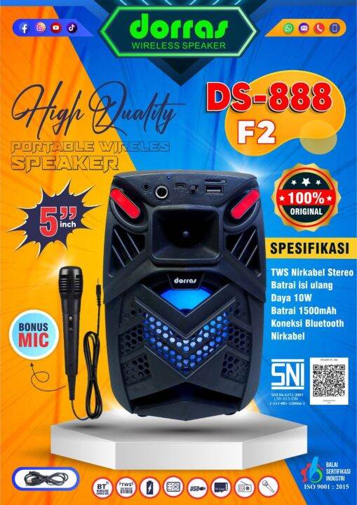 SPEAKER DORRAS!!!!!!!!!!! Speaker bluetooth DS-888 Subwoofer aktif Free Mic karaoke player ...