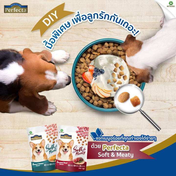 Perfecta Soft Meaty 500g อาหารสุนัข เม็ดนิ่ม รสไก่ และเนื้อวัว เพอร ...
