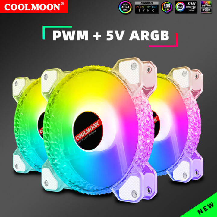 Coolmoon ARGB Sync 5V 3Pin Computer Cooler Diamond Style RGB Cooling ...