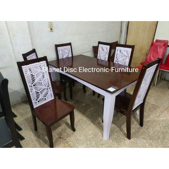 Meja Makan Kayu Solid 6 kursi Dining set 6 person Dining Table | Lazada Indonesia