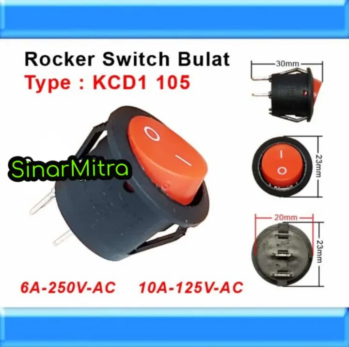 Saklar Bulat Rocker Switch KCD1-105 2 Kaki / 2 Pin | Lazada Indonesia