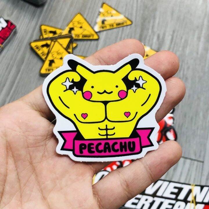 Tem Sticker Logo Pikachu Cơ Bắp Tập Gym | Lazada.vn