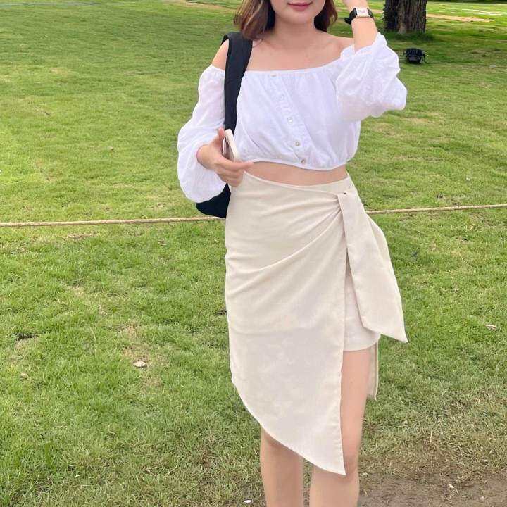 HERDAILY STUDIO linne skirt - natural | Lazada.co.th