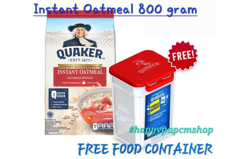 QUAKER Instant Oatmeal 800g + Free Food Container | Lazada Indonesia