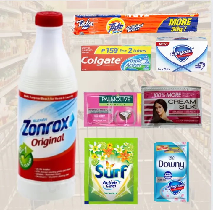 #002 BATH & LAUNDRY PACKAGE Zonrox Tide Bar Shampoo Powder Soap Downy ...