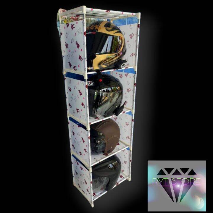 rak helm 5 susun 4 ruang rak susun rak serbaguna rak buku rak portable ...