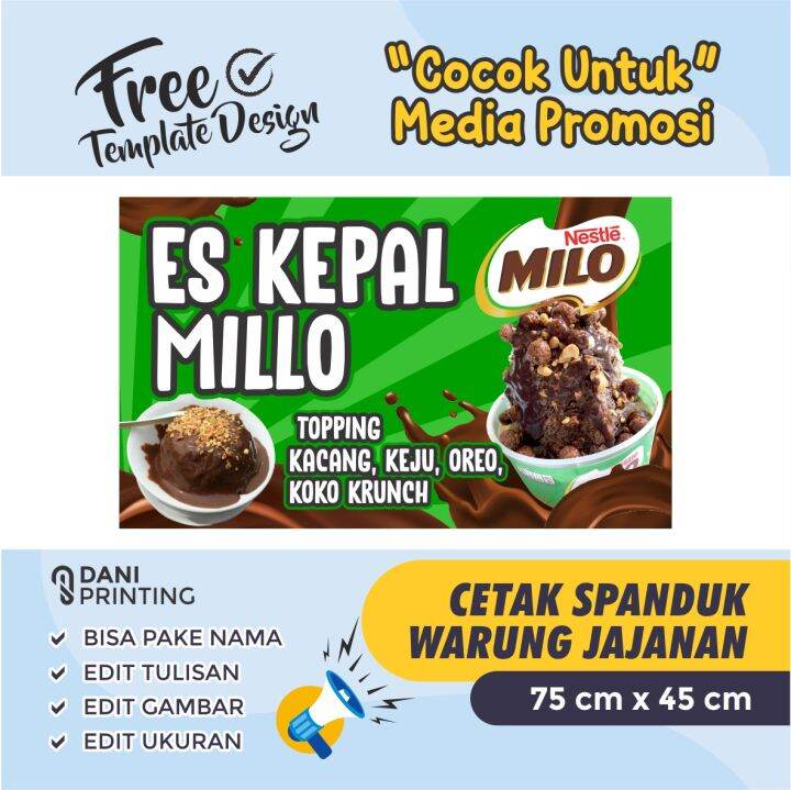 Banner Spanduk ES KEPAL MILO 75 X 45 cm BISA DI EDIT | Lazada Indonesia