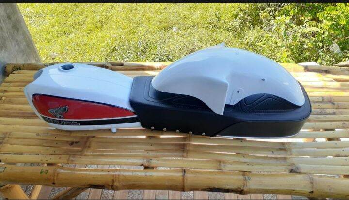 BODY SET CB TANGKI CAT CB PUTIH COMBINASI MERAH JOK CB MODEL X KARBON ...