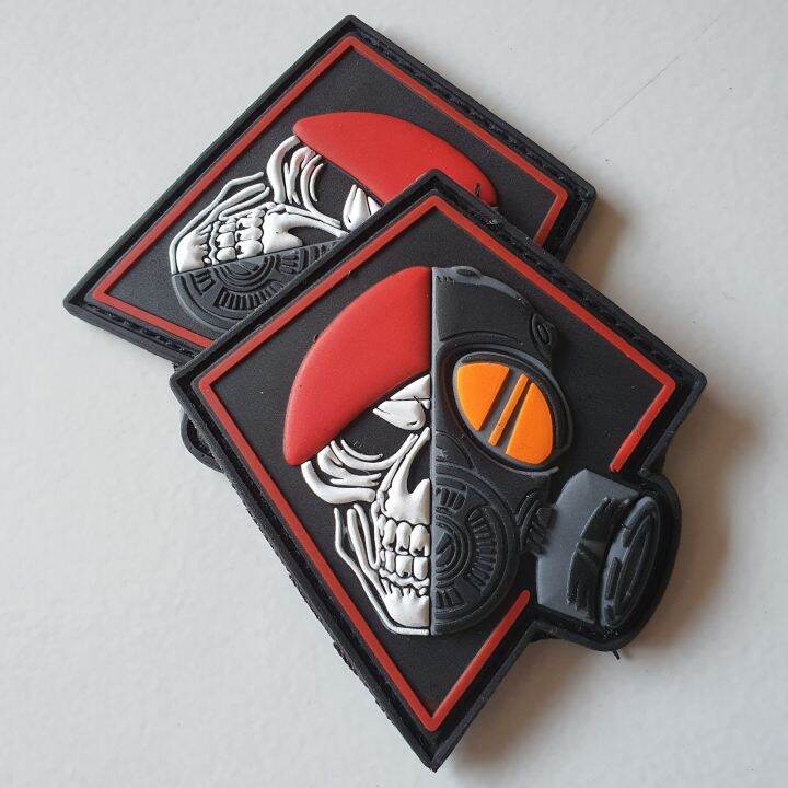 PATCH RUBBER PVC LOGO SKULL BARET MERAH 3D TIMBUL/TEMPELAN EMBLEM KARET VELCRO TNI | Lazada ...