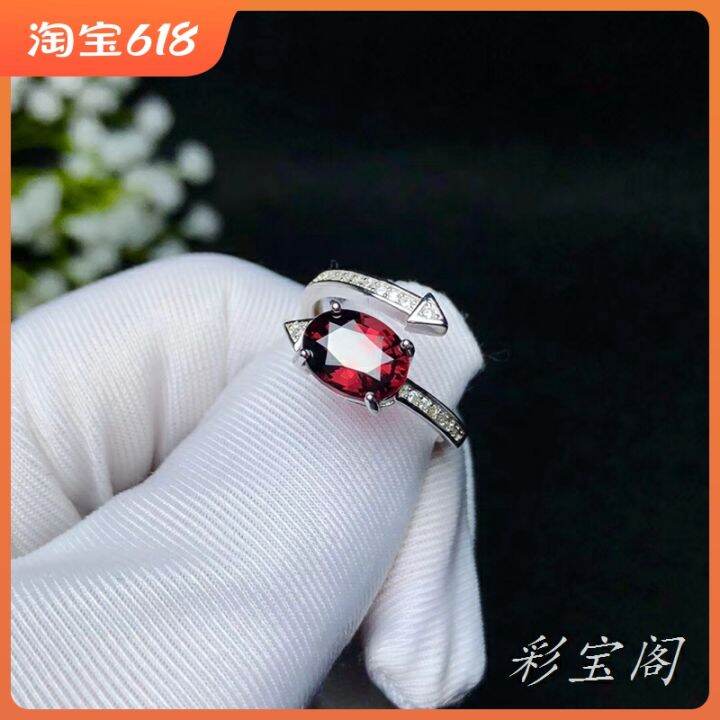 แหวนเงินแท้ S925ชุบทองแหวนเปล่ามีหลายขนาดมีเอกลักษณ์แบบเปิดปลายแหวนฝังพลอยโกเมนรุ่น4*6-8*10 ...