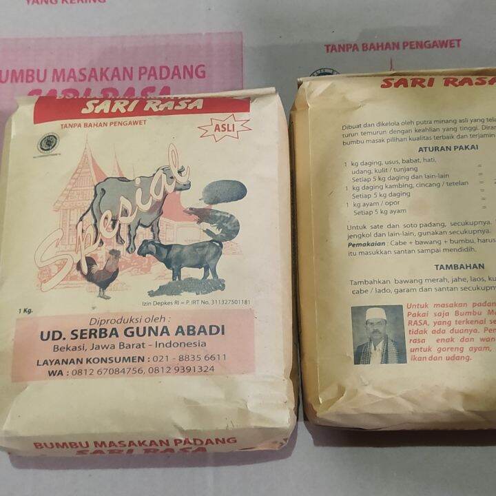 BUMBU MASAKAN PADANG SARI RASA 1kg - Bumbu Kering Instant - Bumbu ...