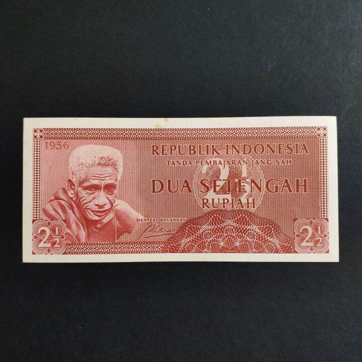 [ BANKNOTE ] INDONESIA 2 1/2 DUA SETENGAH RUPIAH SERIES 1956 - EF (FOXING) | Lazada