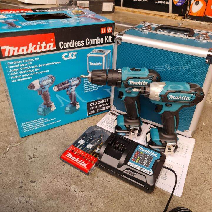 MAKITA COMBO KIT HP333DZ+TD110DZ+BOX 12V MAXสว่านกระแทกปูนได้และไขควง แถม ดอกสว่านเจาะ เห็กปูน ...