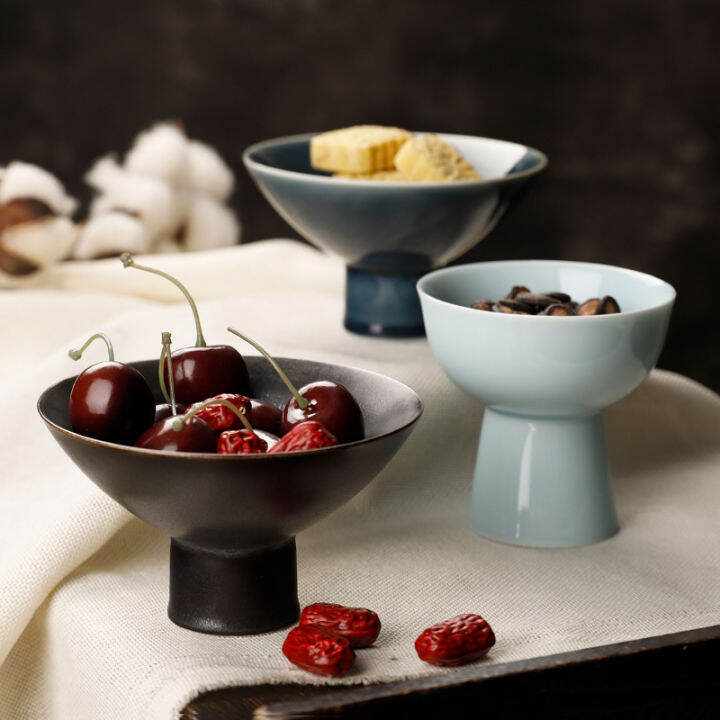 Mini Ceramic High Base Foot Tea Cake Tray Fruit Plate Fruit Dish Tea ...