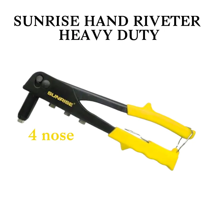 SUNRISE HAND RIVETER BLACK HEAVY DUTY 4 NOSE PIECES WITH WRENCH (1pc ...