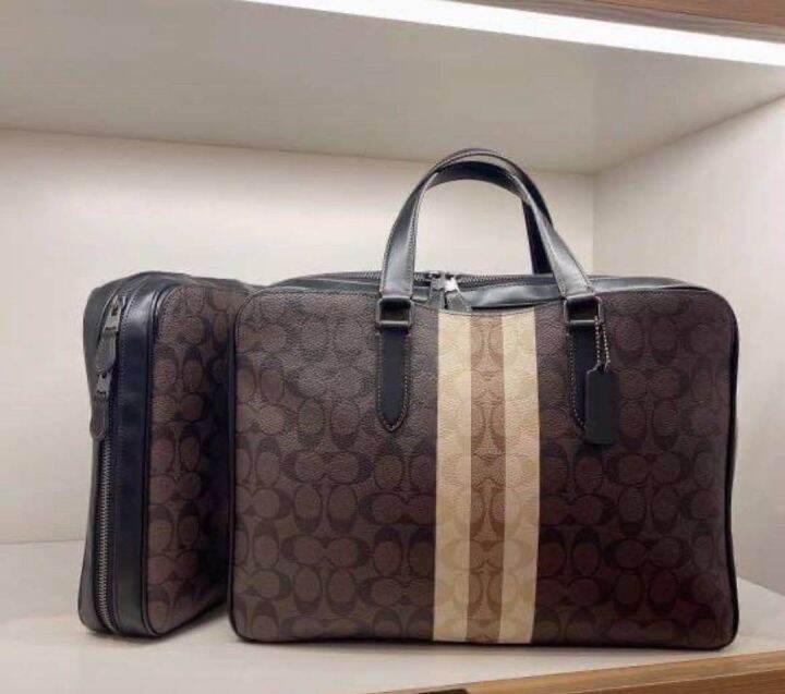 Graham Slim Brief In Blocked Signature Canvas With Varsity Stripe ...