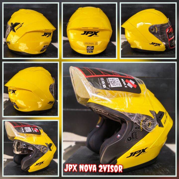 Helm JPX Nova polos kuning gloss double visor | Lazada Indonesia