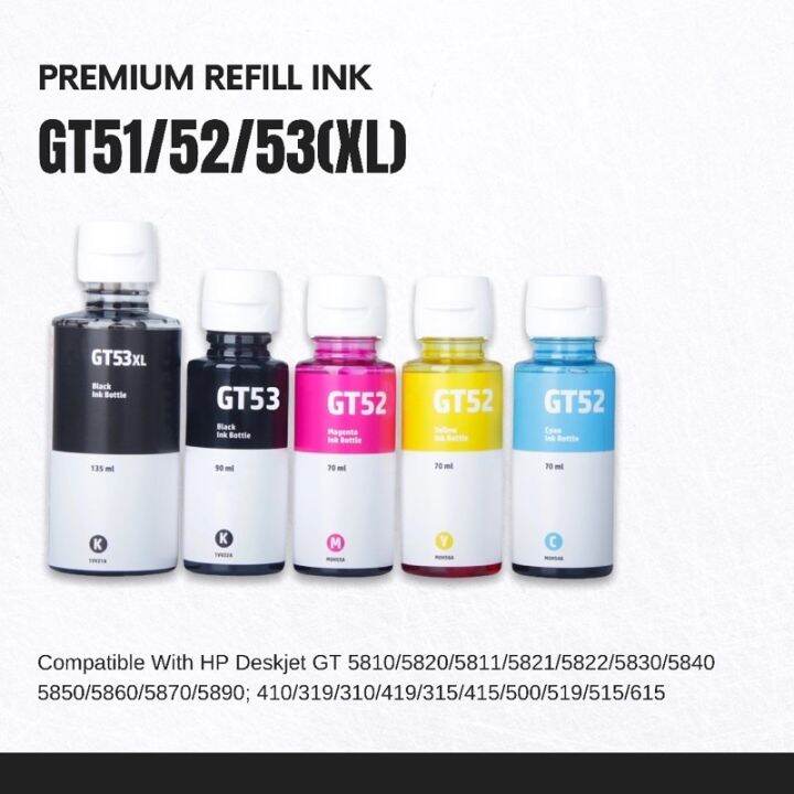 Premium GT53XL GT52 GT53 Refill ink compatible for HP Deskjet 5810 5820 ...