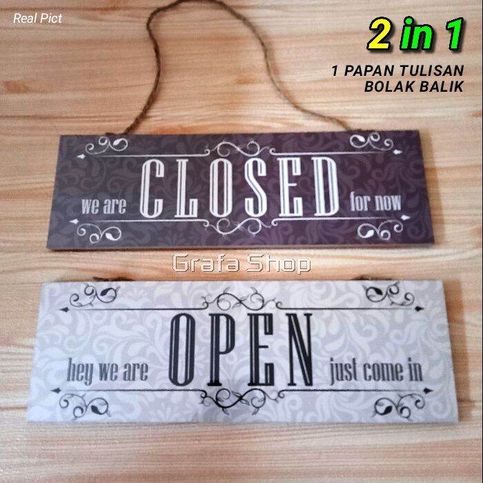 Grafa Papan Tulisan Open Close Signboard Bolak Balik bahan Kayu Mdf ...