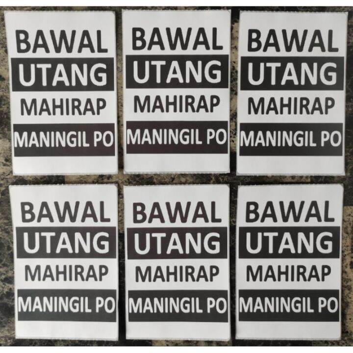 Bawal Utang Signage - Quality Thermal Sticker | Lazada PH