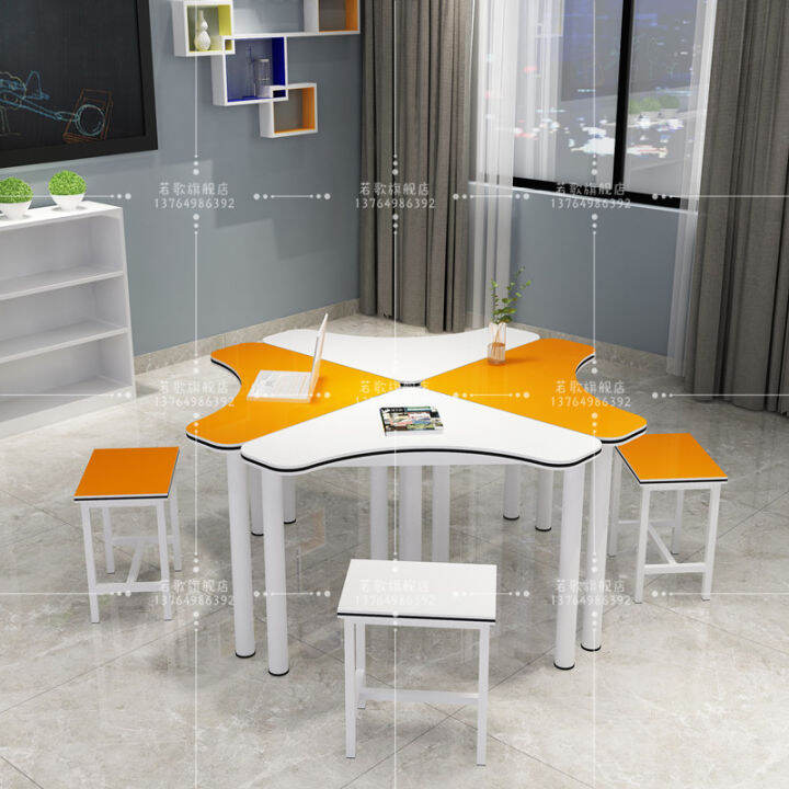 Multimedia Classroom Special-Shaped Training Table and Chair School ...