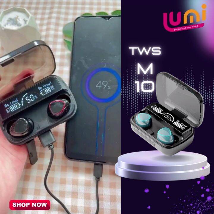 TWS Earphone M10 - TWS Headset M10 M41 5.1 Bluetooth Earphone Powerbank 3500mah In-Ear 9D ...