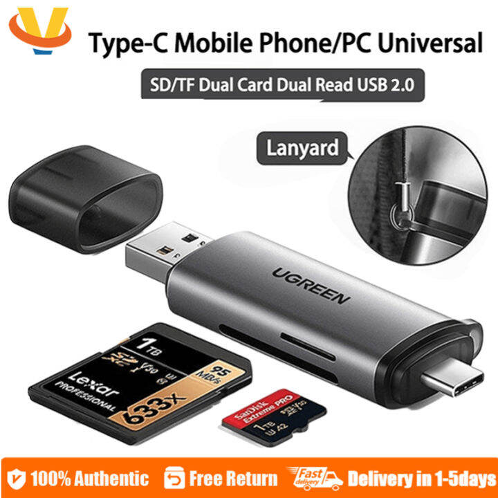 Original Ugreen 2-in-1 USB Memory SD Card Reader Type C USB 2.0 SD TF Micro SD Adapter Laptop ...