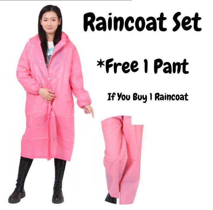 1 Set ( Reusable raincoat + rain pant) EVA Thick rainsuit jaket rain ...
