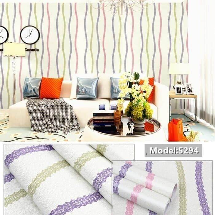 Wallpaper Dinding Gelombang Sticker Dinding Gelombang Salur Ulir | Lazada Indonesia