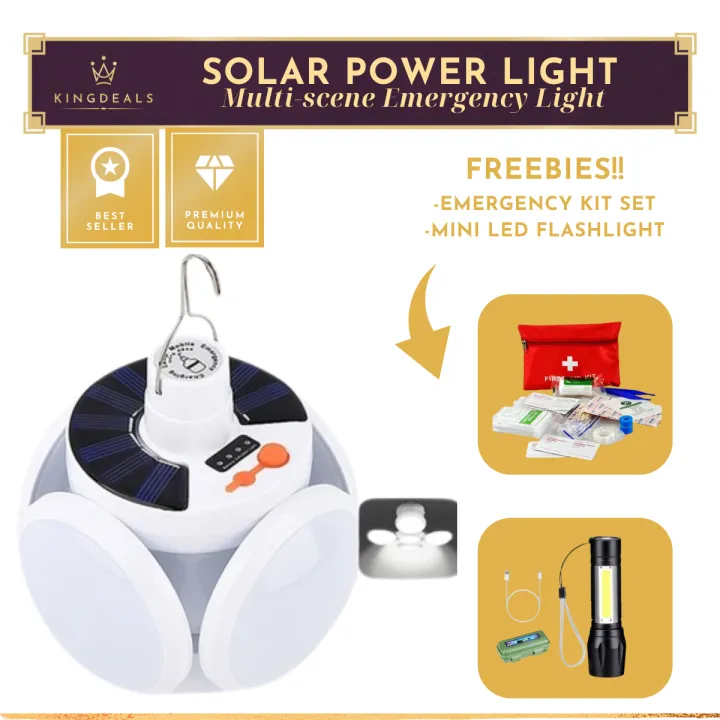 45W SOLAR POWER LIGHT WITH FREEBIES COMPLETE Set Emergency Kit AND Mini ...