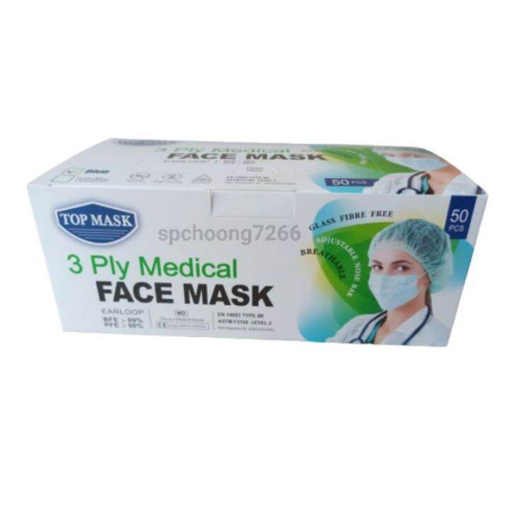 【READY STOCK】 Disposable Earloop 3PLY Medical Face Mask 50 Pcs | Lazada