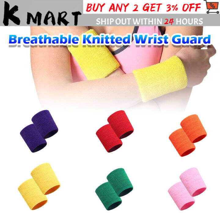 Men Women Sport Wrist Protector Towel Cuff Gym Knitted Bracers Elastic ...