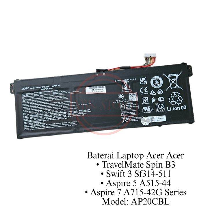 BATERAI LAPTOP AP20CBL FOR ACER SWIFT 3 SF314-511 / ASPIRE 5 A515-44 ...