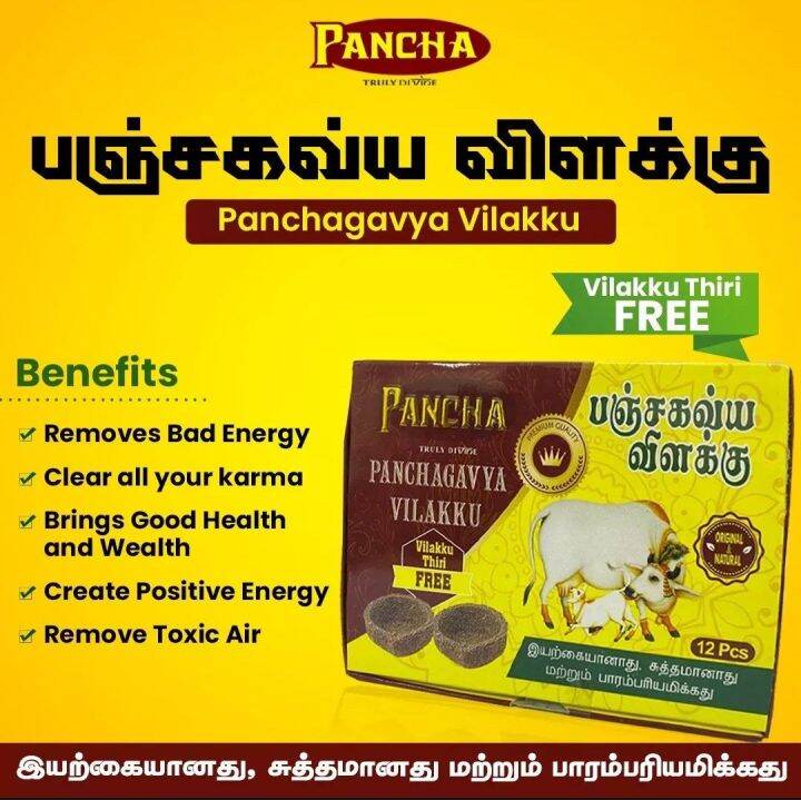 12 IN 1 Pancha Panchagavya Vilakku+Free Thiri For Your Prayers (Small ...