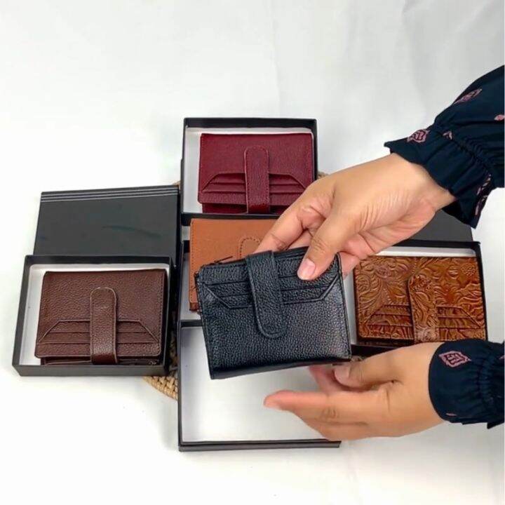 Dompet Lipat Kartu dan Uang full Kulit Sapi untuk Pria Wanita Mini ...