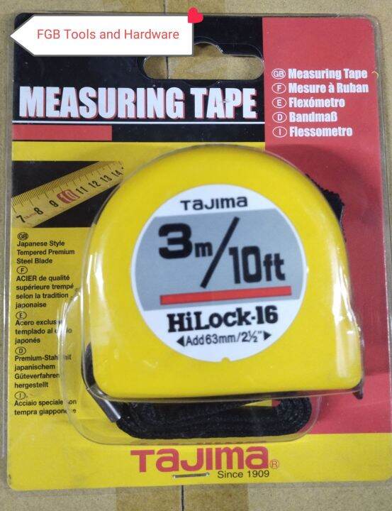 TAJIMA TOOLS Japan Tajima HI-LOCK steel tape measure 3mt/10' 5mt/16' | Lazada PH