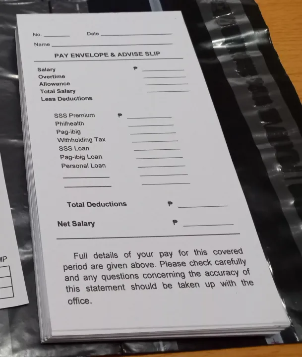 Customized pay slip. 3.5x6 inches. ordinary/carbonized | Lazada PH