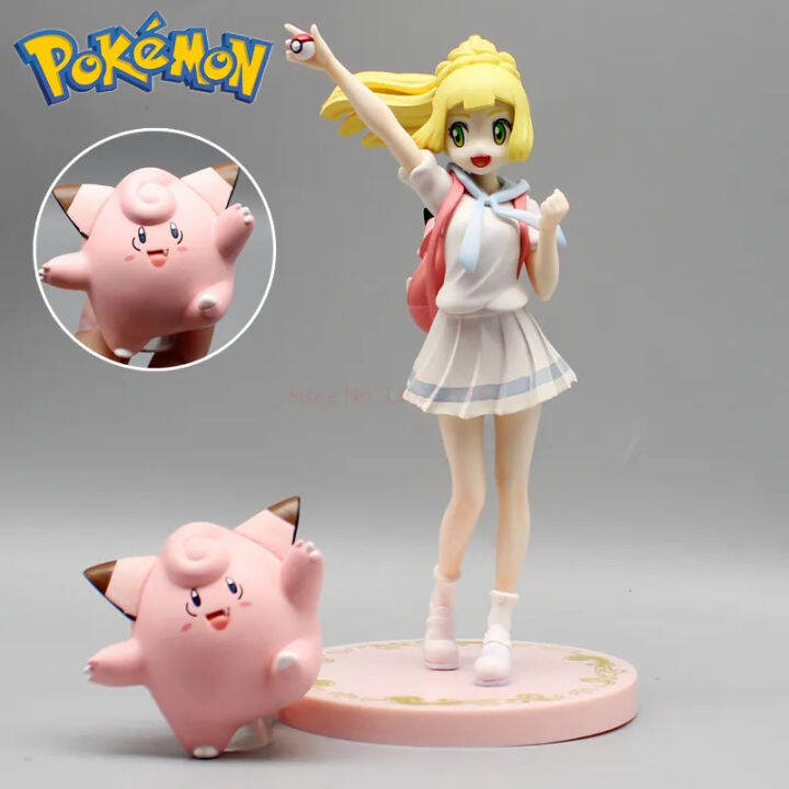 Fastshipment 20cm Pokemon Lillie Clefairy Figure Anime Girl Action ...