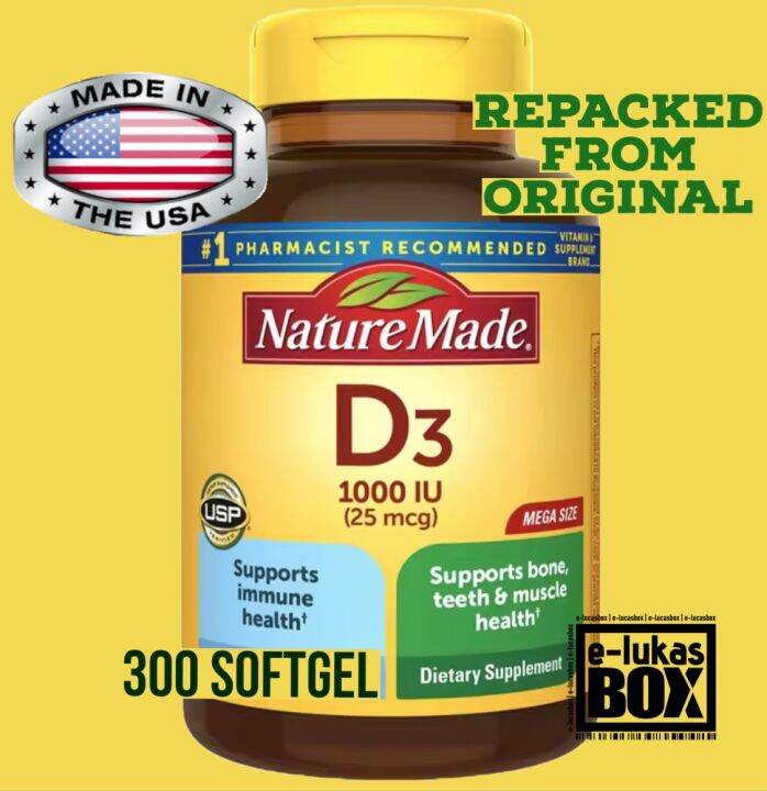 Nature Made Vitamin D3 1000 Iu 25mcg 300 Softgels Lazada Ph 7456