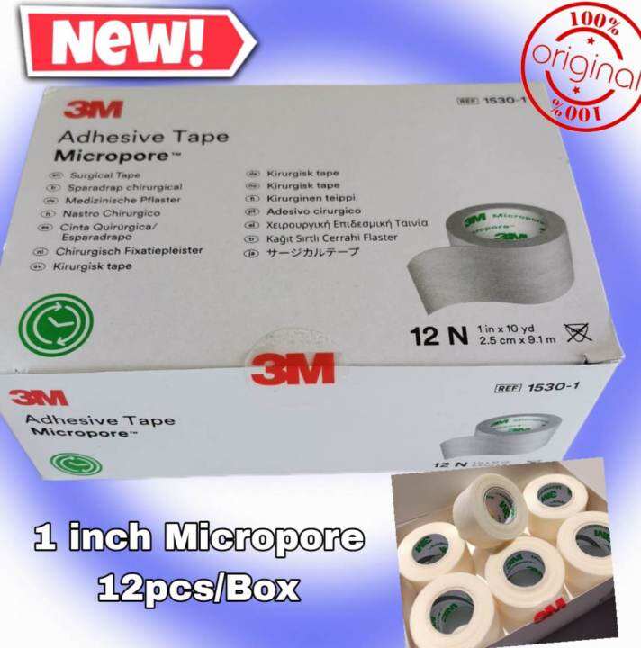 3M Micropore Surgical Tape 0.5 Inch, 1 Inch & 2 Inches ( 12 pcs/Box ...