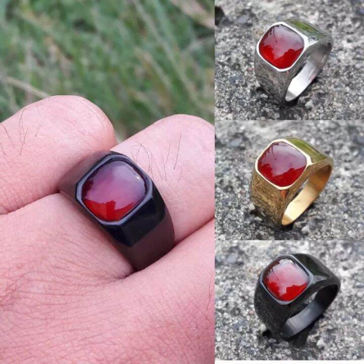 Cincin Pria Keren Batu Red Baron Kotak | Lazada Indonesia
