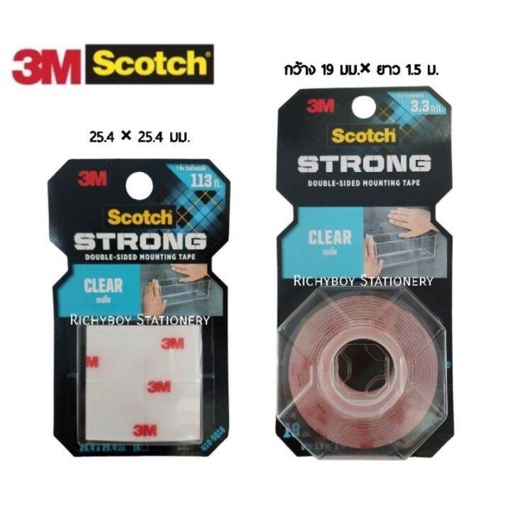 3M Scotch® Strong Clear Tape เทปกาวสองหน้าแบบใส แรงยึดติดสูง Double-Sided Mounting Tape แบบไดคัท ...