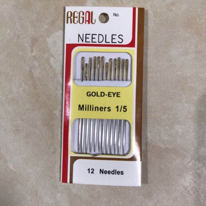 Jarum jahit isi 12 Regal Gold Eye Milliners 1/5. --Lubang jarumnya ...